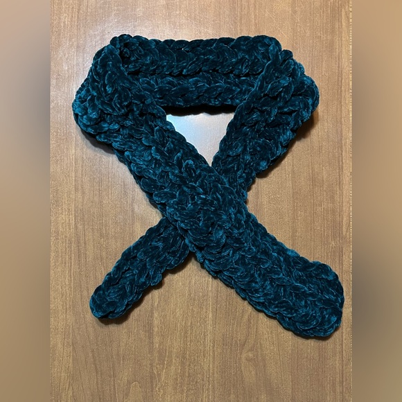 Accessories | Hand Made Crocheted Blue Think Scarf 4 Inches By 4 Foot ...